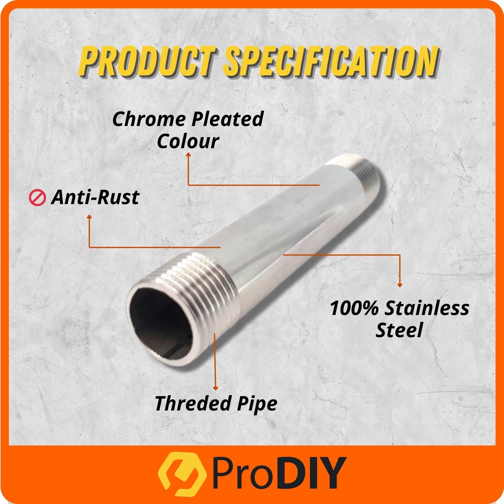 Stainless Steel Pipe Connector Water With Thread Pipe Extension ...