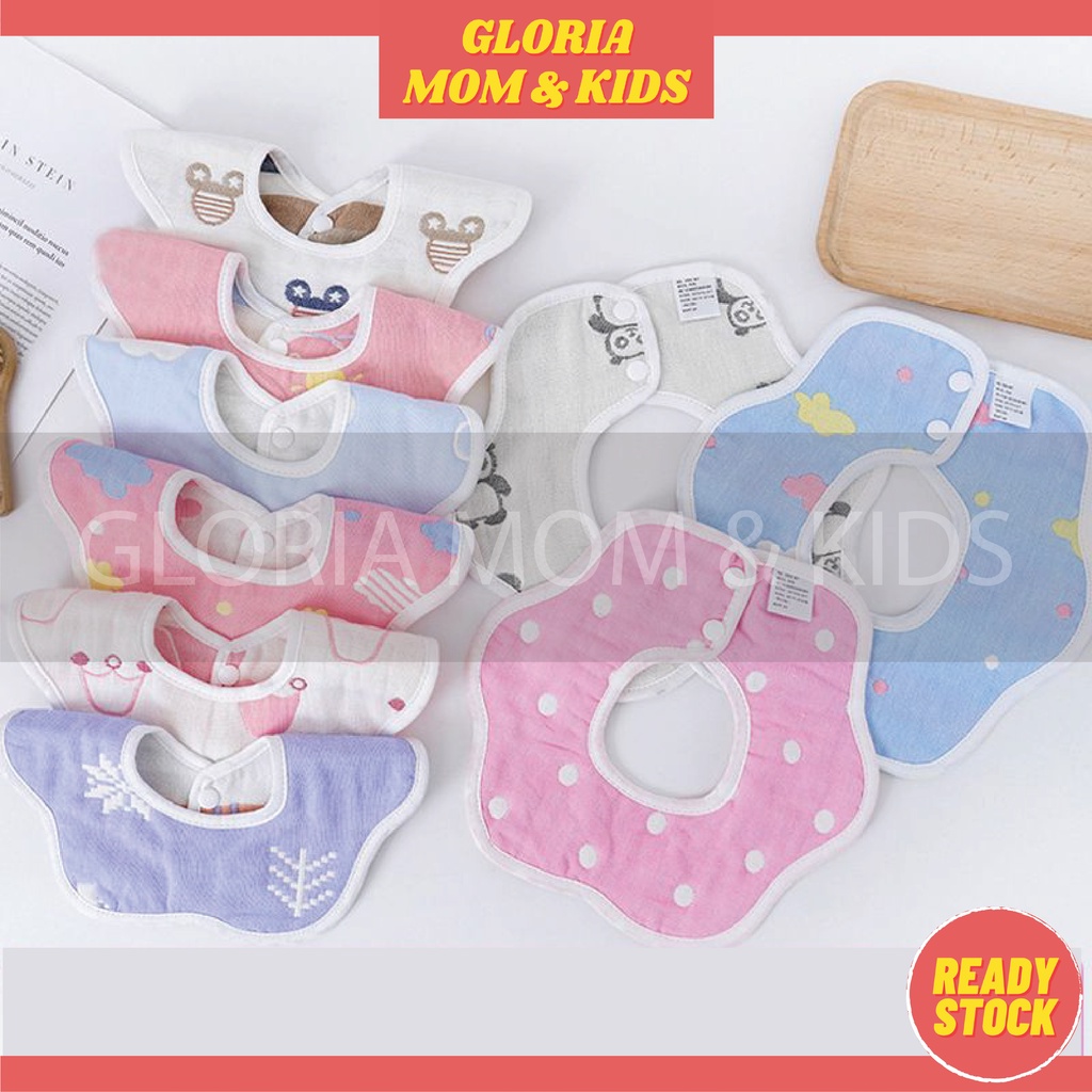 👶🏻 Premium 6 Layers 💯% Cotton Bib 360 Degree Rotate Reversible Newborn ...