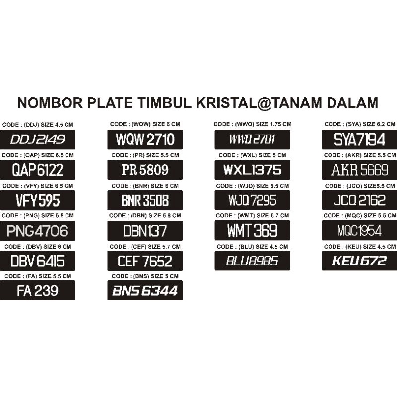 NOMBOR PLATE KRISTAL VIRAL SIAP SEKALI PAPAN/PLAT MURAH VIRAL | Shopee ...