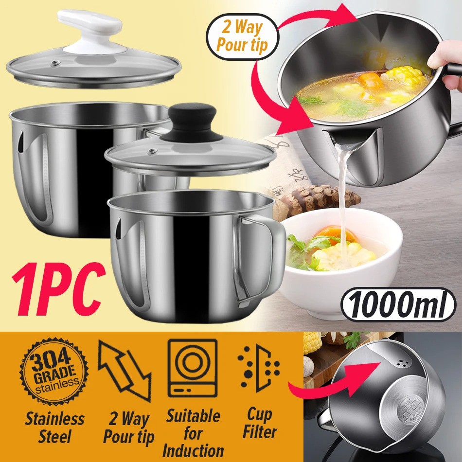 Zenithglobal 1000ml Oil Soup Filter Separator Cup SU304 Stainless Steel ...