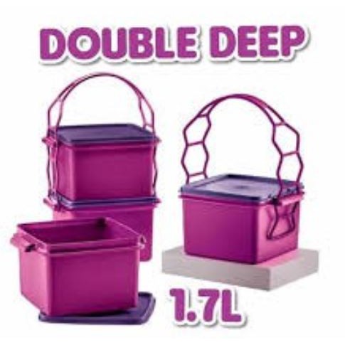 Tupperware Double Deep with Cariolier- Purple /Pink- Ready stock ...