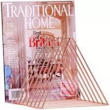 Luxury Nordic Style Pyramid Shape Metal Book Rack ; Triangle Iron Gold ...