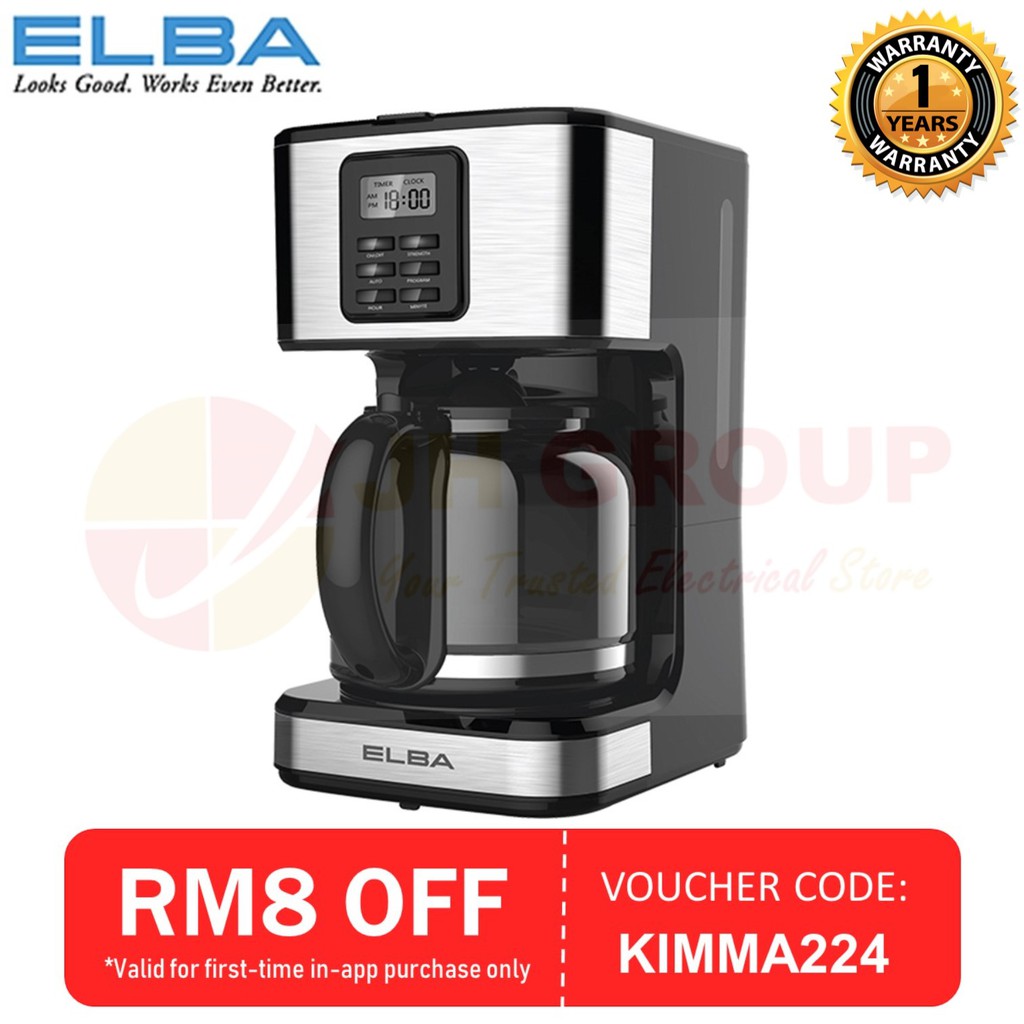 Elba Italy Digital Coffee Maker With Glass Jug (1.8 L) Ecm-F1895(Bk ...