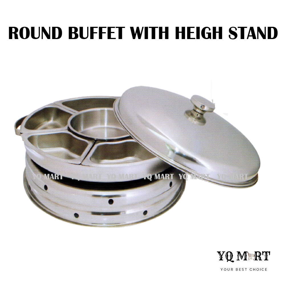 Round Buffet With High Stand/Stainless Steel Buffet/ Kenduri | Shopee ...