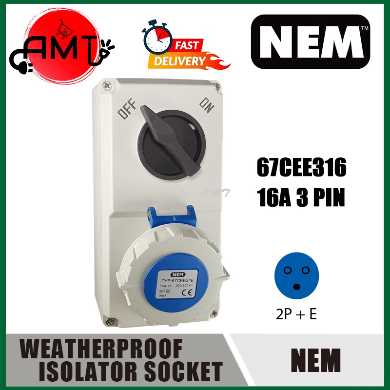 NEM ISOLATOR WEATHERPROOF SOCKET 16A 3PIN IP66 67CEE316 | Shopee Malaysia