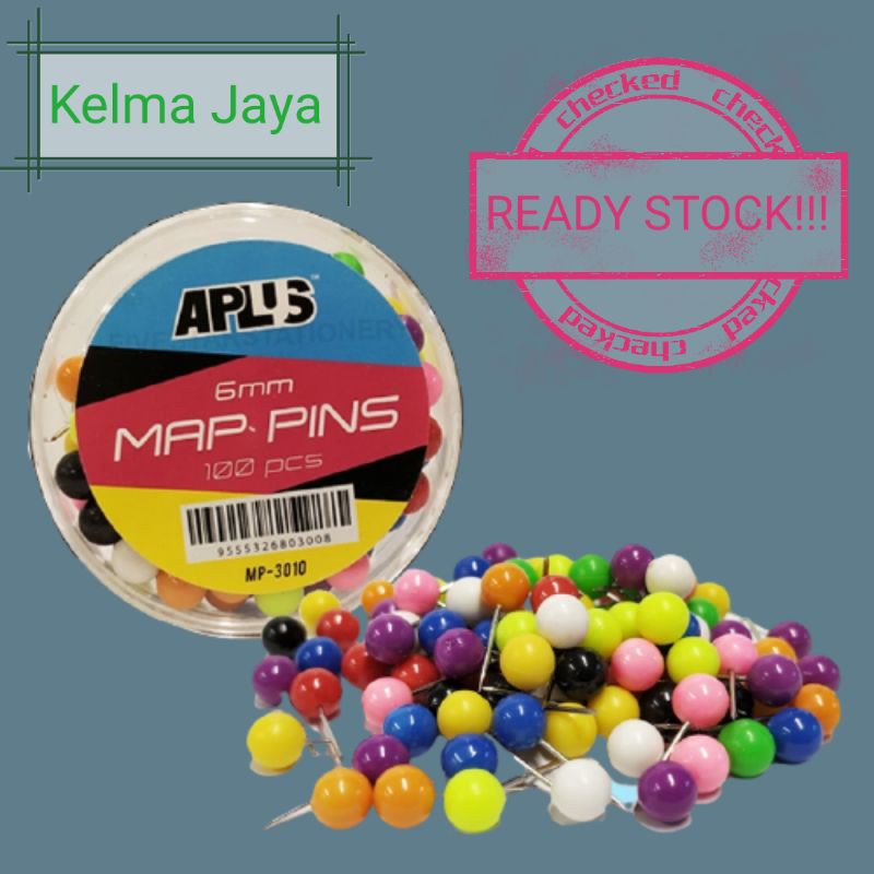 💥Ready Stock!!!💥 APLUS MP-3010 Map Pins 6mm 100 pcs | Shopee Malaysia