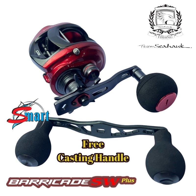 FREE CASTING HANDLE Team Seahawk BARRICADE SW Plus Reel Bc / Kayuh Kiri ...