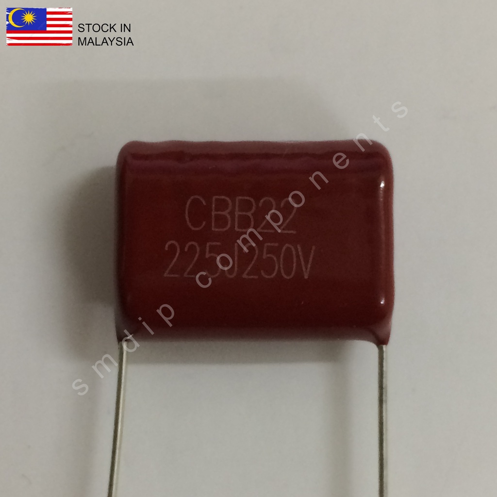 5 PCS 225J 2.2uF 5% 250V, Mylar Polyester Film Capacitor, Pitch 20mm ...