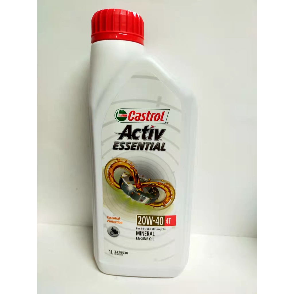 100% ORIGINAL CASTROL ACTIVE ESSENTIAL 4T 20W-40 PUTIH WHITE MINYAK 4T ...