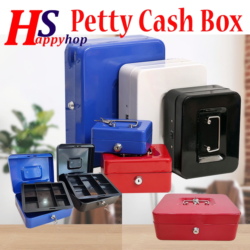 Sales Happy Cash Box , Petty Cash Box 20cm / 25cm / 30cm Key Lockable Metal Box / Kotak Wang ...