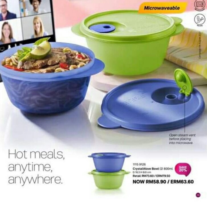 🔥 Ready Stock Tupperware 🔥 Crystalwave Bowl (800ml) **Microwaveable ...