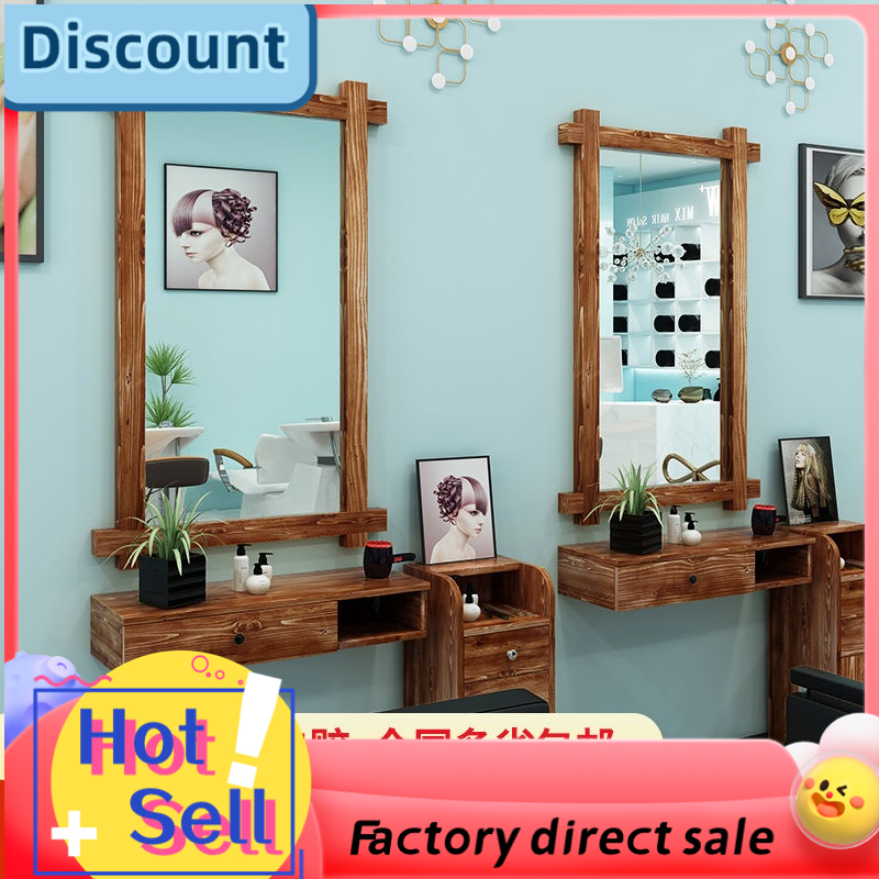EBarber Shop Cabinet Solid Wood Barber Shop Dressing Table Wall-Mounted ...
