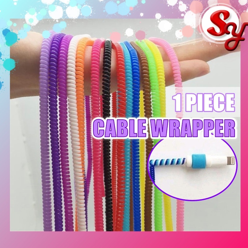 (Cable Wrapper) Protector Headphone Charger Spiral Cord String Data ...
