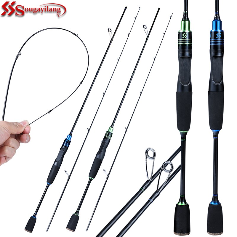 Sougayilang Ultra Light High Carbon Fishing Spinning/Casting Rod 2 Sections 1.8m 2.1m Fishing ...