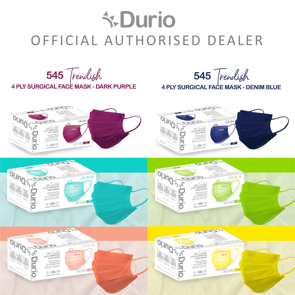Durio 545 Trendish 4 Ply Surgical Face Mask (40pcs) | Shopee Malaysia