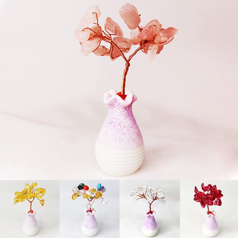 Money tree Natural Crystal Lucky Charms Miniature 8cm Money Tree Tree ...