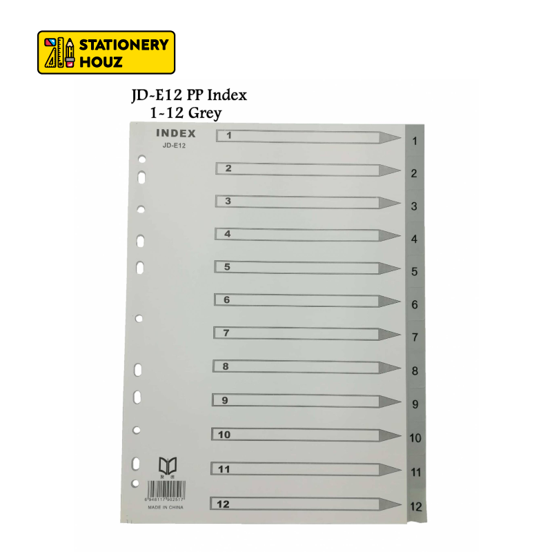Stationery Houz A4 PP Index Divider/COLOR & GREY/Plastic Index Divider ...