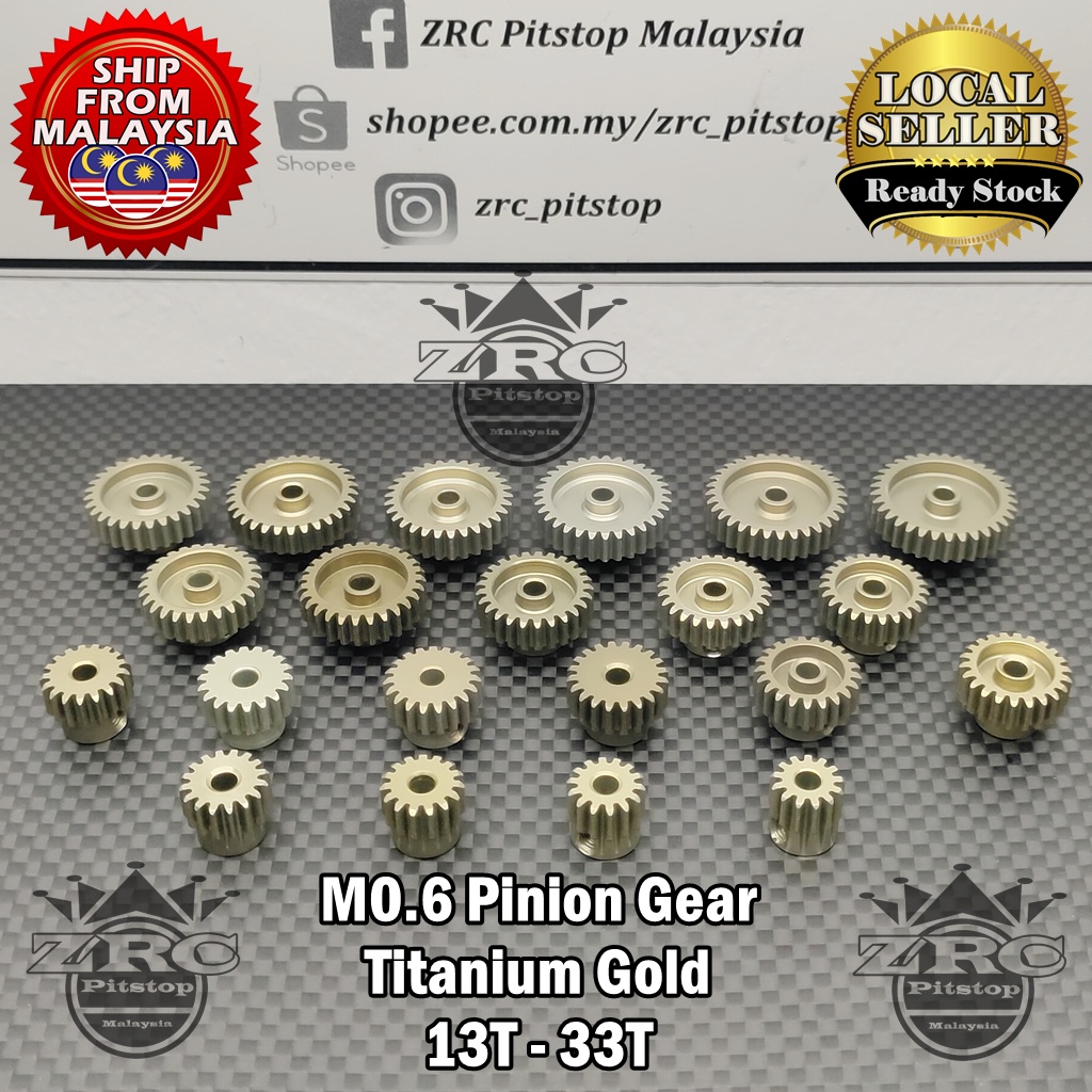 ZRC M0.6 3.175mm Aluminum Pinion Gear 13T - 33T RC Car Tamiya TT01 TT02 ...