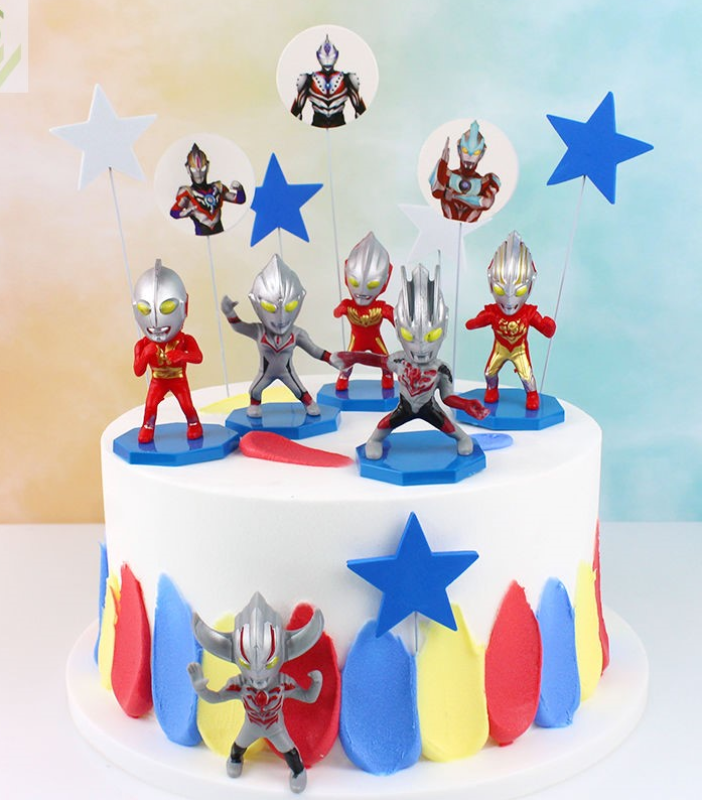 Jom Party Red Grey Ultraman Children's Toy Cake Topper Birthday Boys ...