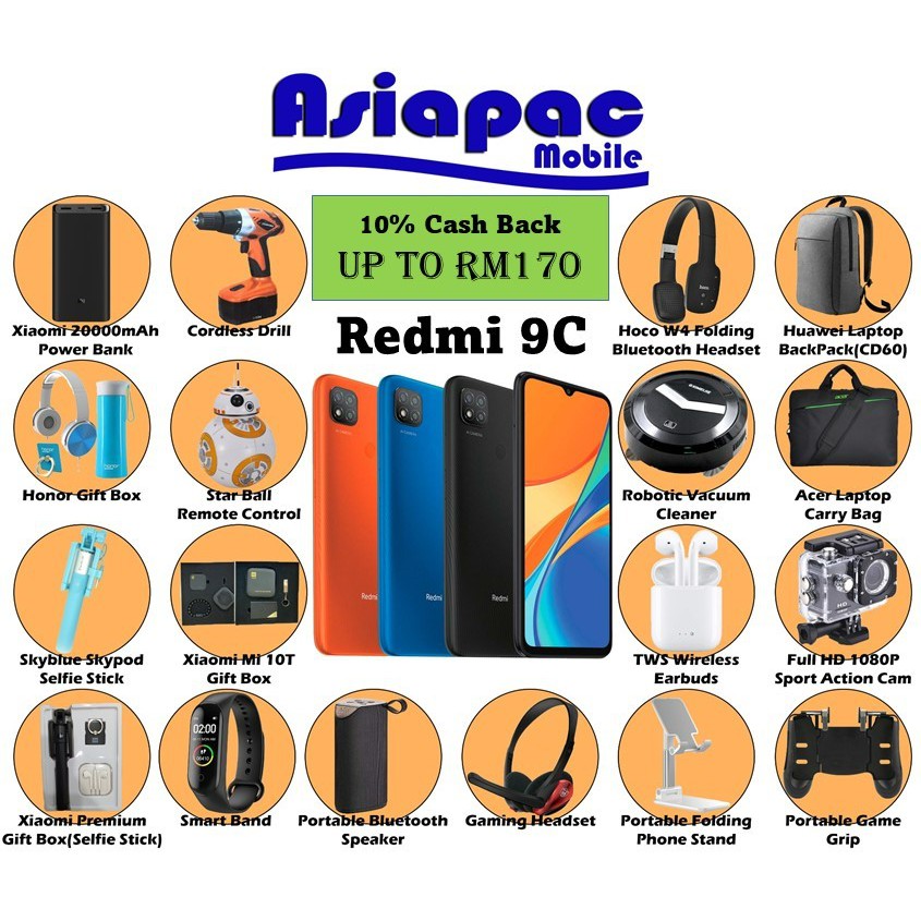 Xiaomi Redmi 9c (4GB+128GB) (3GB+64GB) Original Malaysia Set | Shopee Malaysia