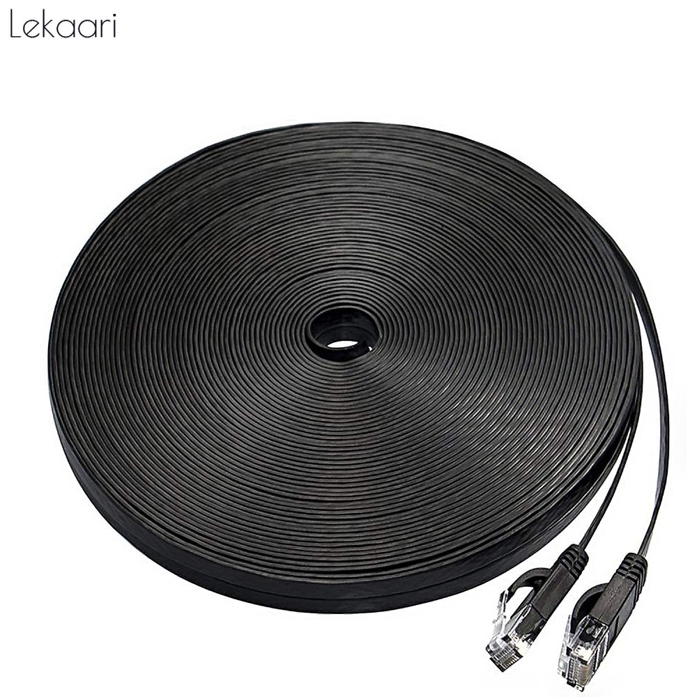 50m/30/20m/15m/10m Cat6 Ethernet Network LAN Cable RJ45 Flat Twisted ...