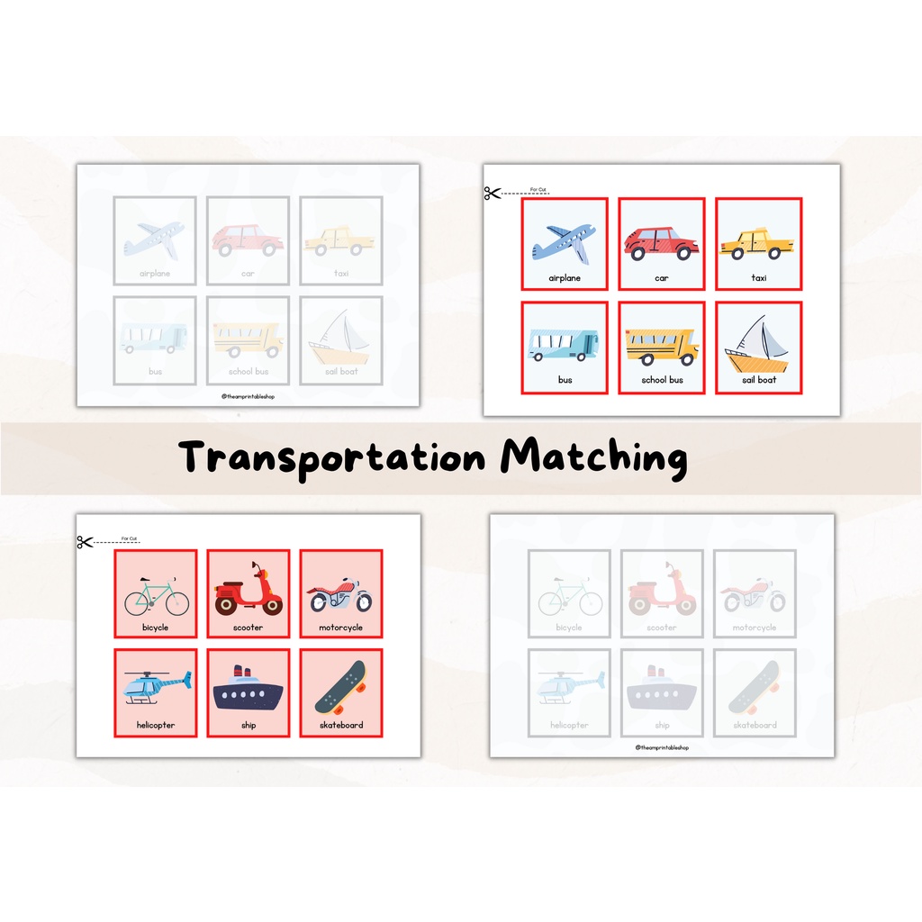 PRINTABLE Transportation Matching, Busy Book Printable | Shopee Malaysia