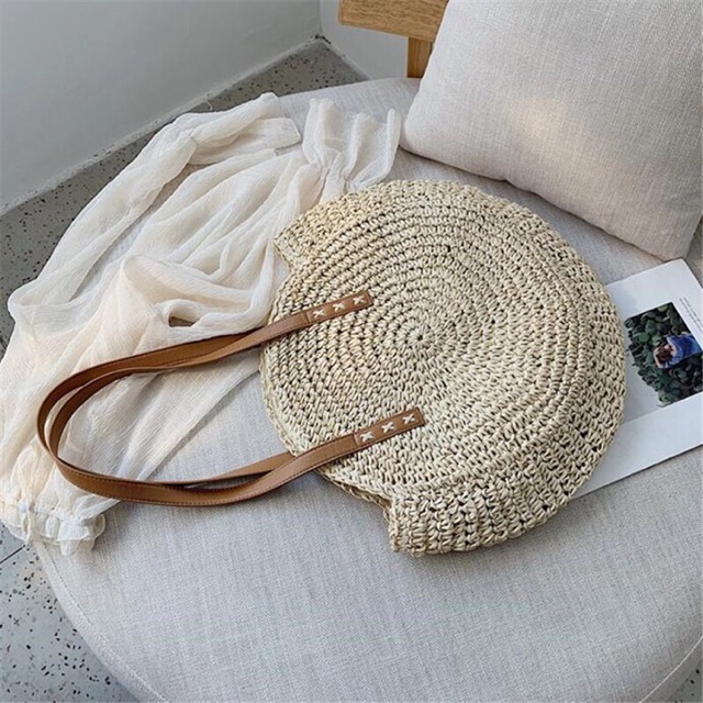Beg rotan / handbag / tote bag / woven straw bag / rattan straw bag ...