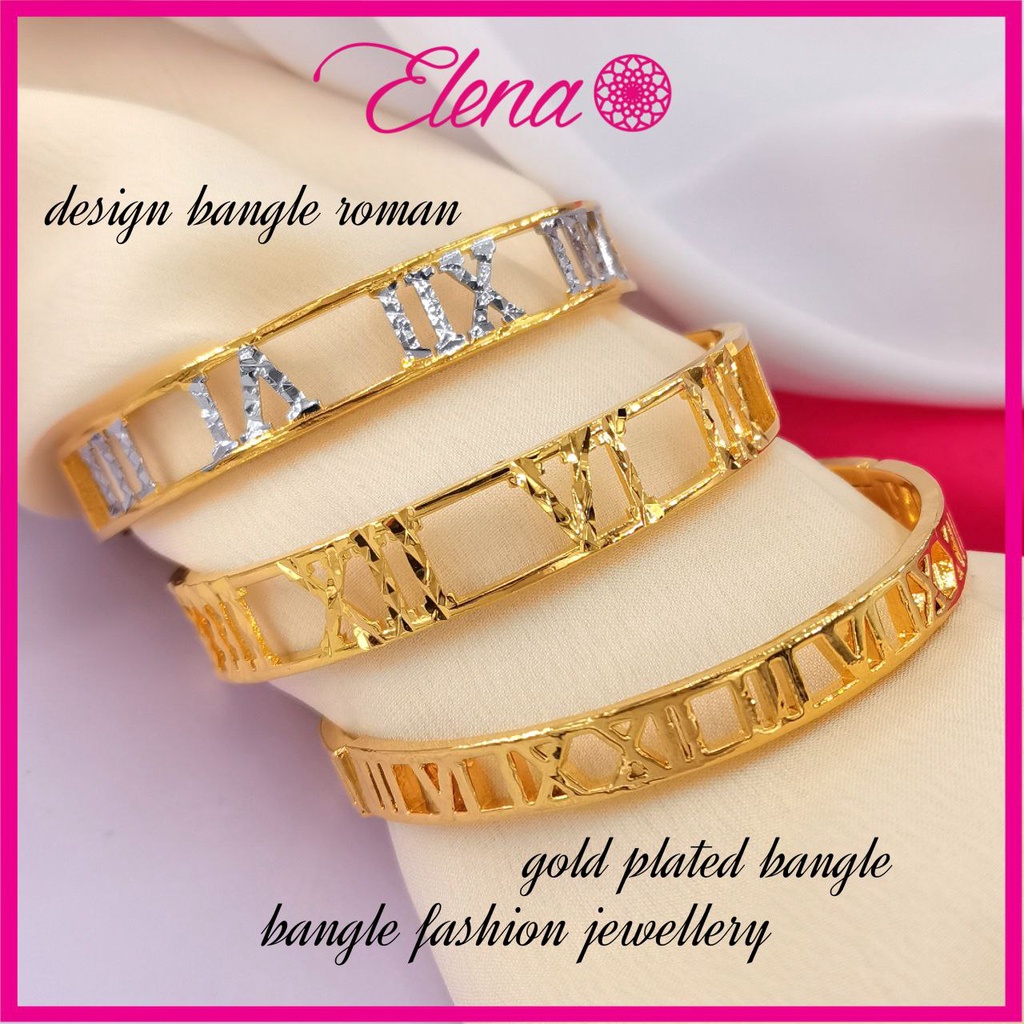 Elena Emas Korea Bangle - Bangle Dewasa Design Roman (EG85)(EG86)(EG87)(EG147)(EG148) | Shopee ...