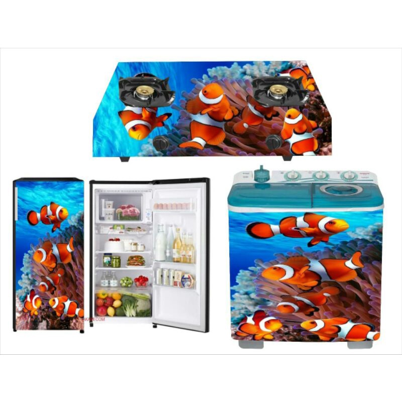 MESIN 1 set 3 in 1 sticker wallpaper / 1 door refrigerator sticker / 2 ...