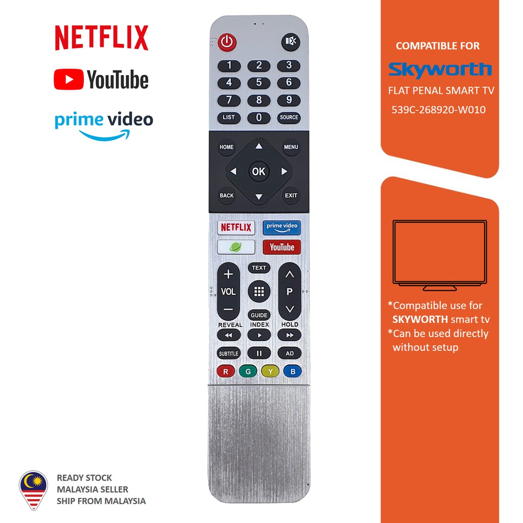 Compatible For Skyworth Netflix YouTube Prime video Smart TV Remote ...