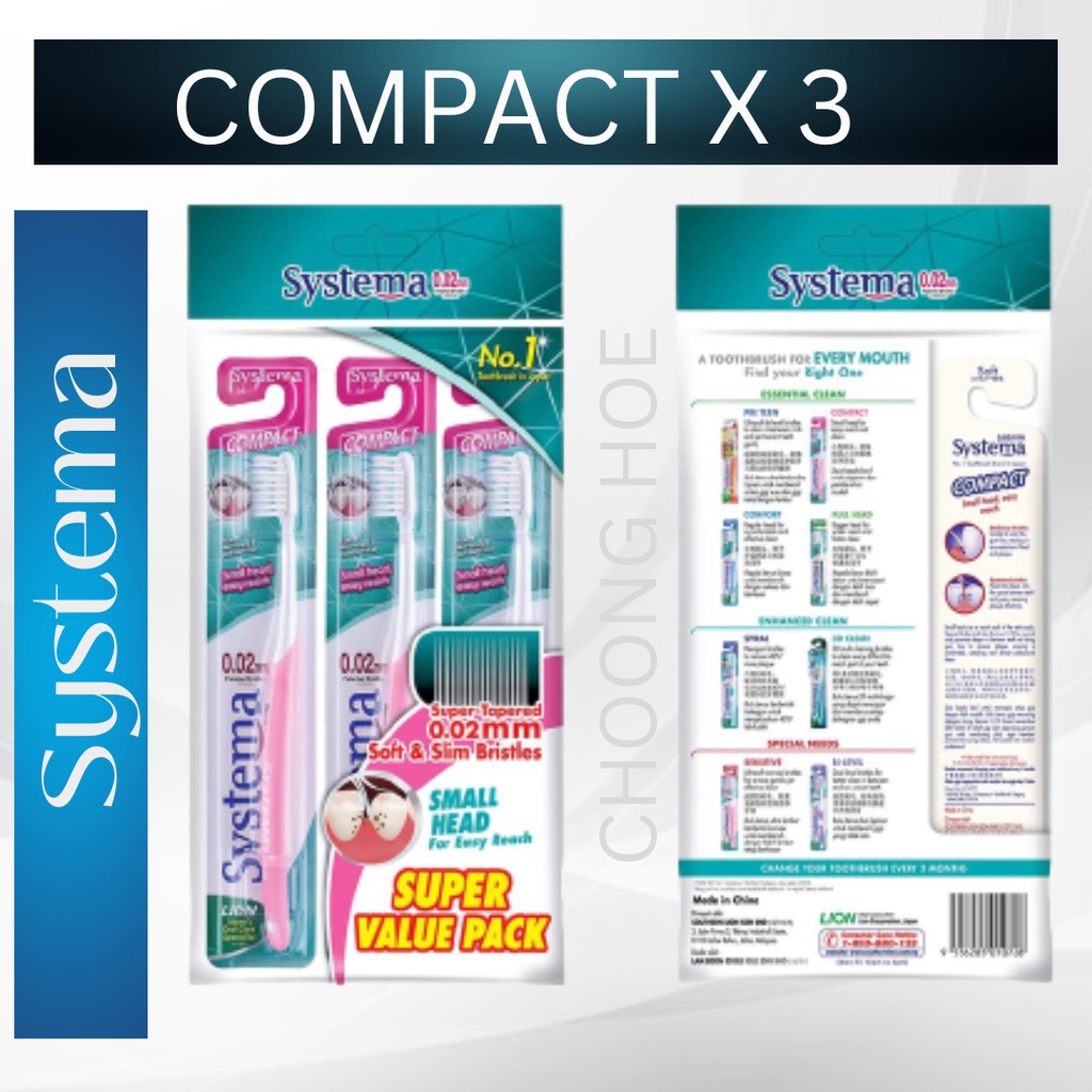 SYSTEMA Essential Clean Toothbrushes - Compact 3pcs (Soft) | Shopee ...