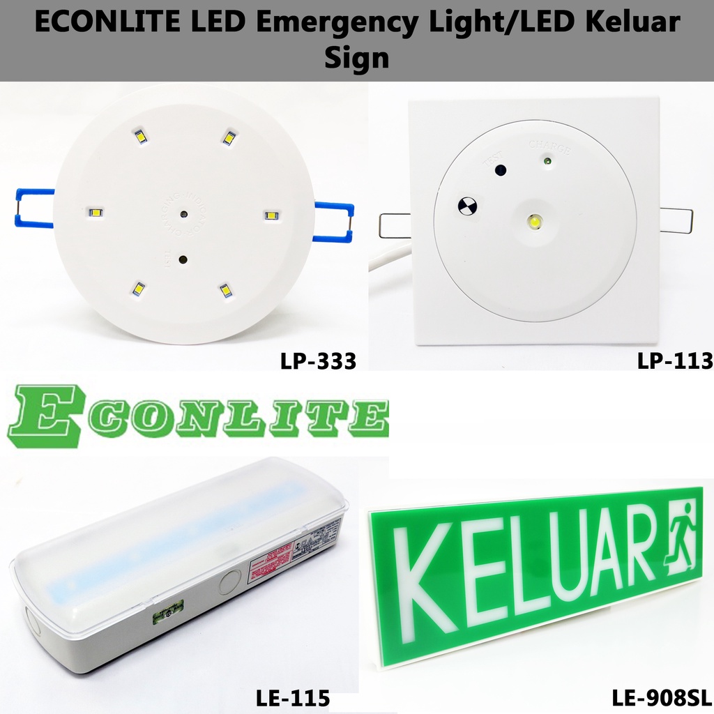 ECONLITE Lampu Kecemasan LED / Tanda Keluar LED [LP-113/LP-333/LE-115 ...
