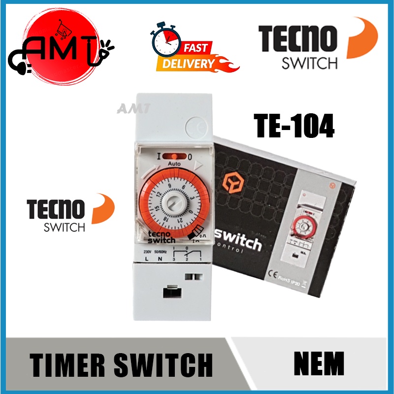TECNO DIGITAL TIME SWITCH 24HOUR DIN RAIL TYPE 2MODULE OR102 30MINS ...