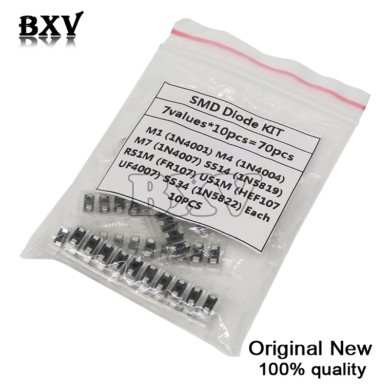 7 Kinds*10PCS=70PCS/lot SMD Diode Package / M1 (1N4001) / M4 (1N4004 ...