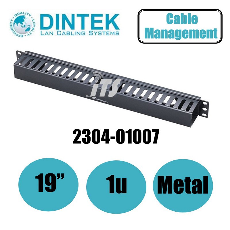 Dintek 19" 1U Cable Management Panel w/Front Wiring Duct (Metal / PVC ...