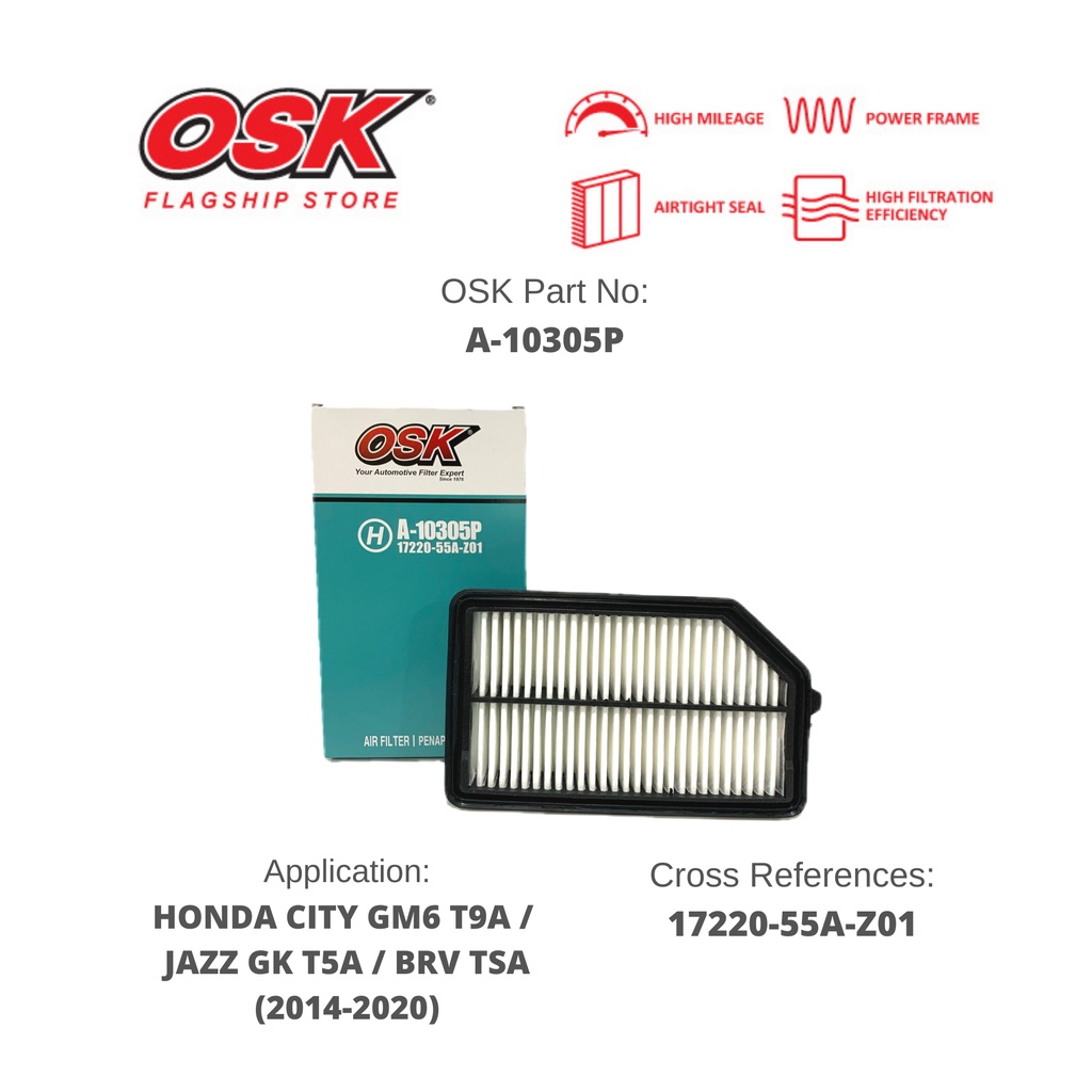 OSK HONDA CITY GM6 T9A / JAZZ GK T5A / BRV TSA 2014-2020 AIR FILTER ...
