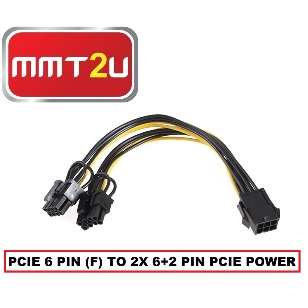 TINYTECH CPU 6PIN (F) TO DUAL 8PIN (6+2 PIN) (M) Y SPLITTER POWER CABLE ...