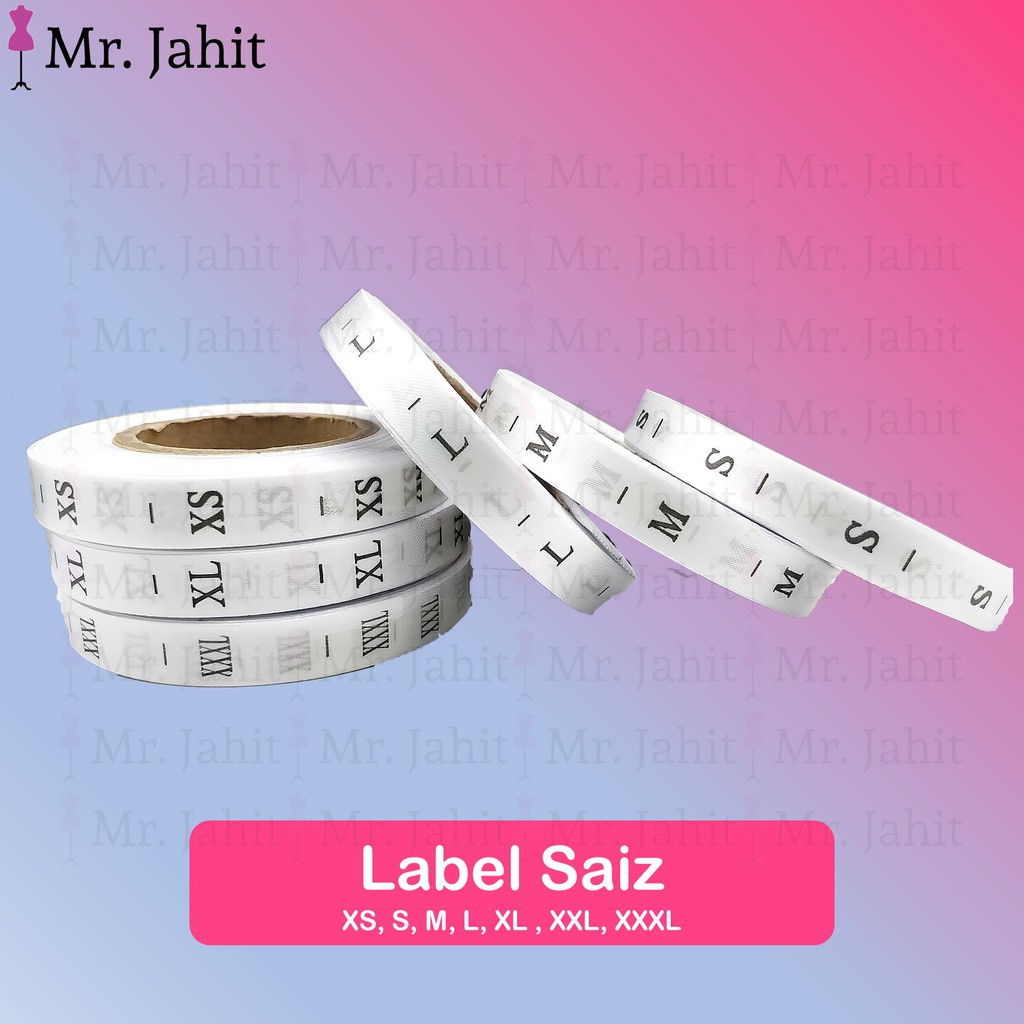 Clothing Size Label Saiz Baju / Saiz XS, S, M, L, XL, XXL & XXXL ...