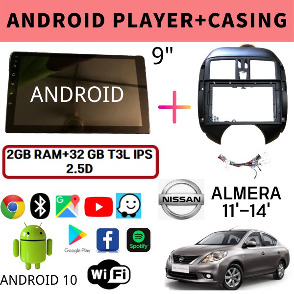 NISSAN ALMERA 2011, 2012, 2013, 2014 9" Inch Android 10 Car Android GPS ...