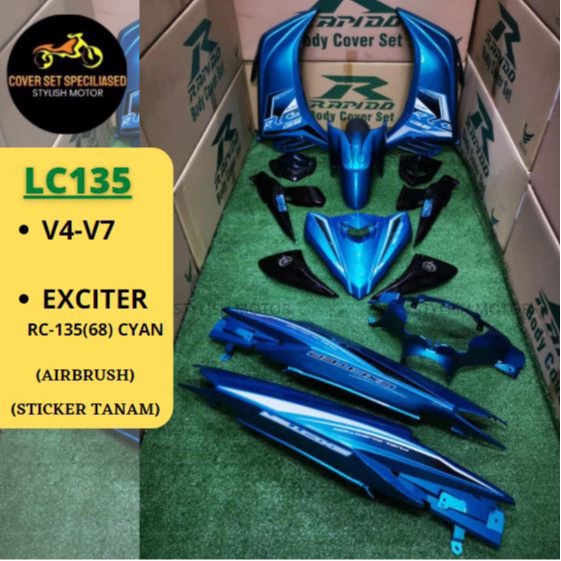(STICKER TANAM/AIRBRUSH) RAPIDO COVER SET LC135 V4-V7 EXCITER RC-135 ...