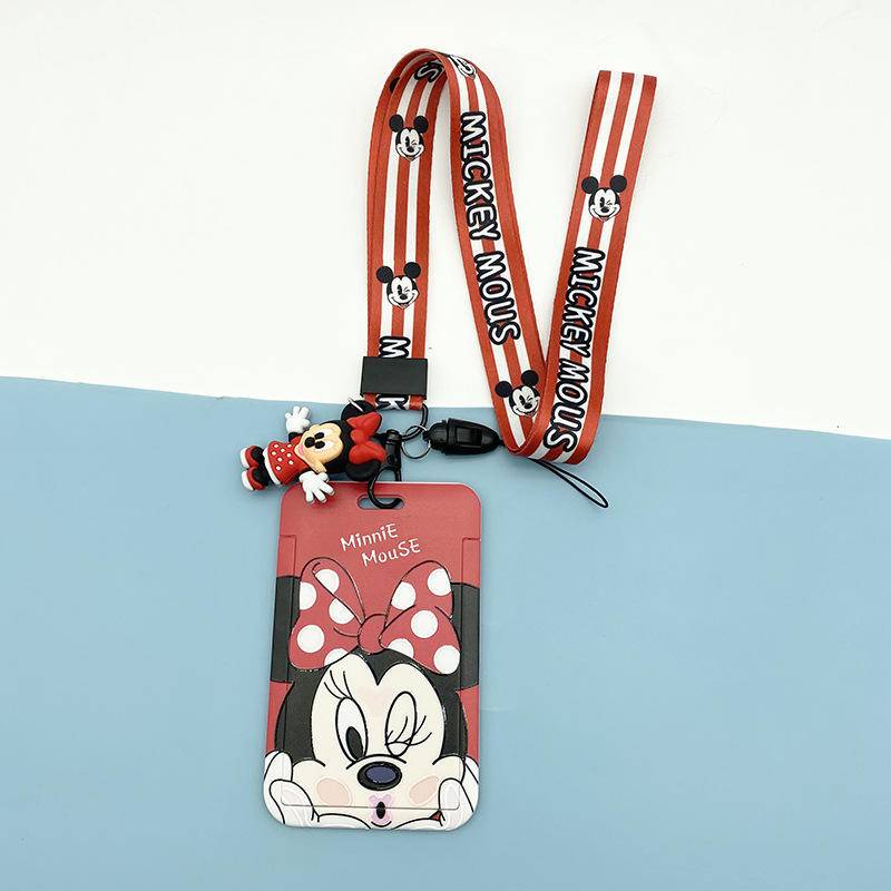 Mickey and Minnie Cartoon Id Card Work Card Holder Cartoon Bus Badge ...