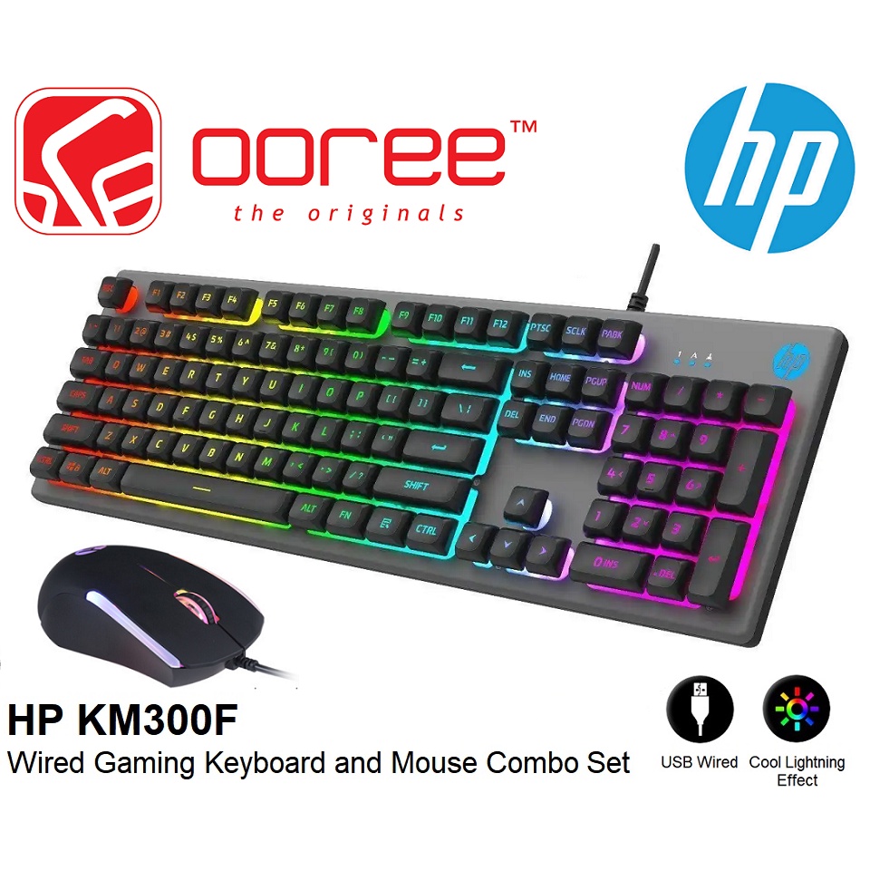 HP KM300F WIRED USB GAMING KEYBOARD AND MOUSE COMBO WITH LED BACKLIGHT ...
