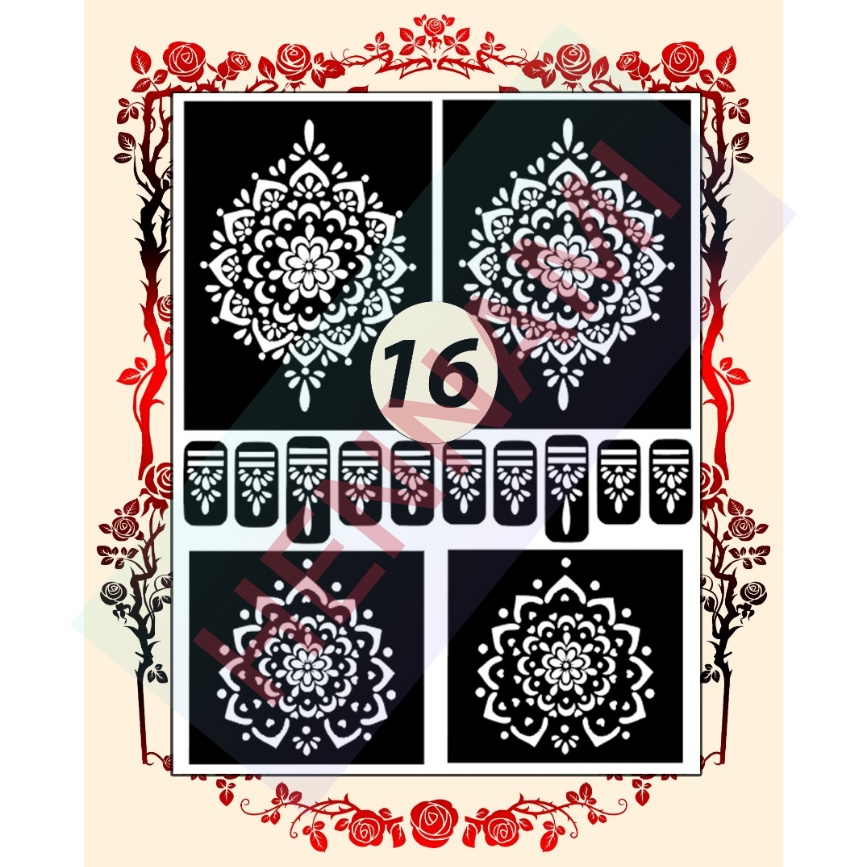 Sticker Henna Mehndi Stencil Untuk Pengantin Nikah Tunang Stiker Inai ...