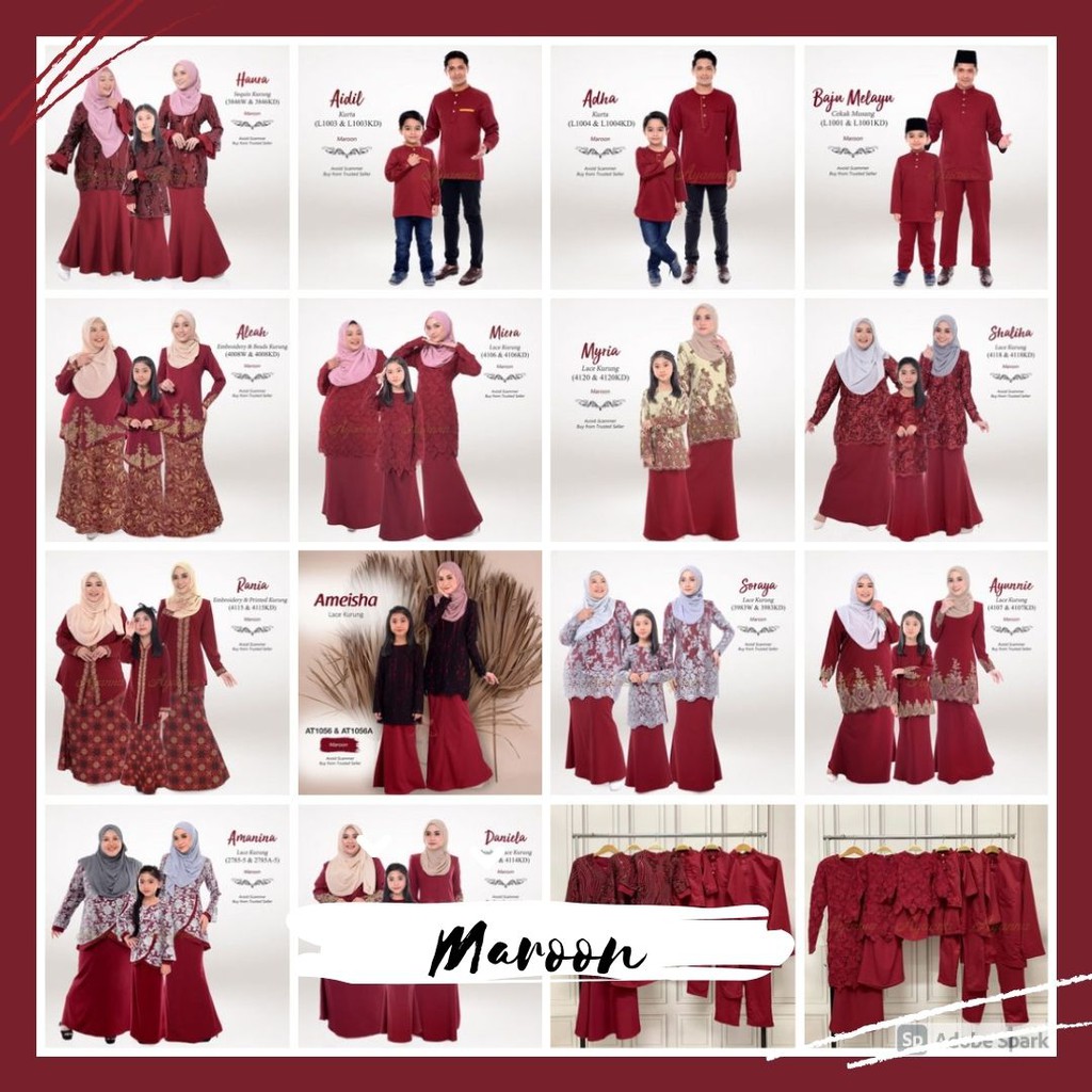 👨‍👩‍👧‍👦 SEDONDON (MAROON) KOLEKSI RAYA AYANNA KURUNG LACE PLUSSIZE BAJU ...