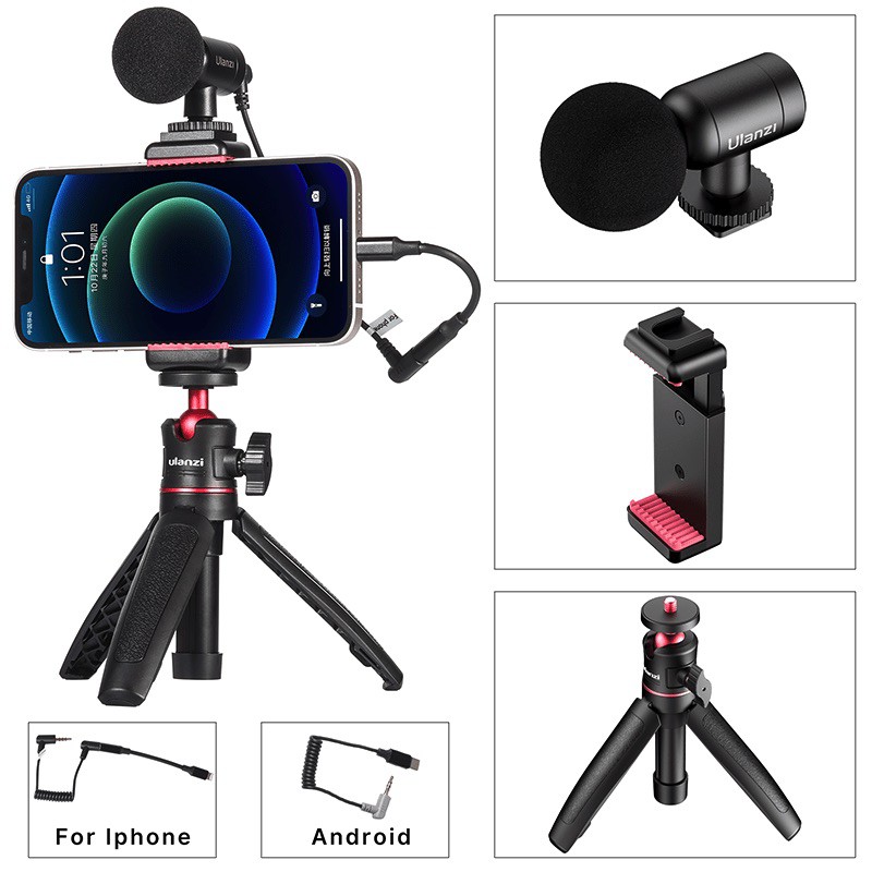 ULANZI S1 Vlog Kit Set Nano Mic + MT-08 Tripod Selfie Stick + ST-07 ...