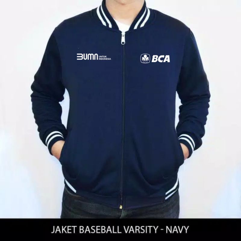 Bca Central Asia Bank Logo Zipper Versity Jacket | Shopee Malaysia