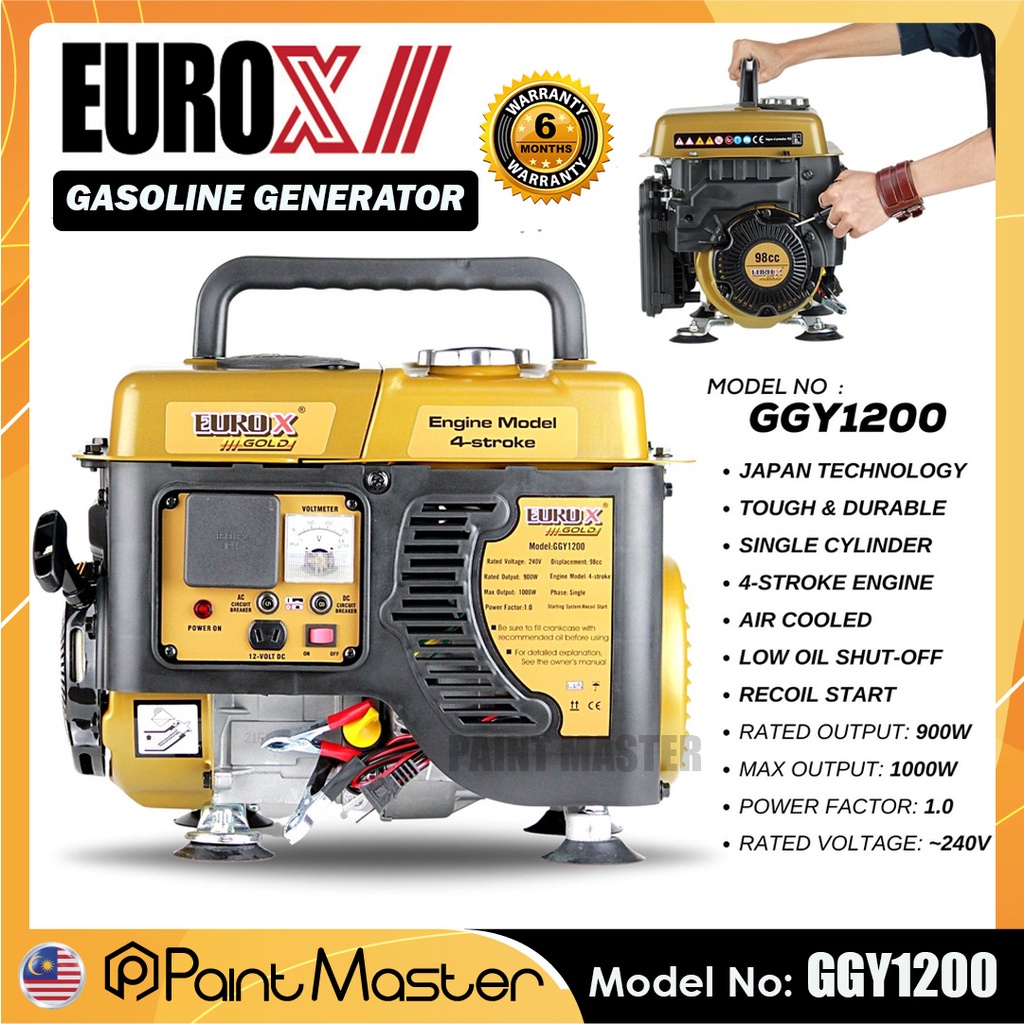 EUROX EGY1200/ GGY1200 Petrol Gasoline Generator Petrol Genset 1000W 4-Stroke Portable Generator ...