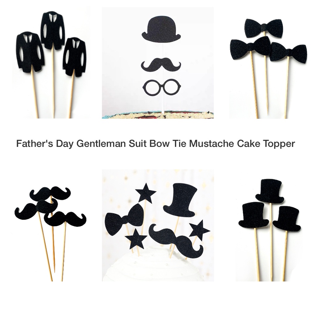 3pcs - 5pcs Cake Topper Bow Tie/Hat/Mustache/Gentleman Cake Decoration ...