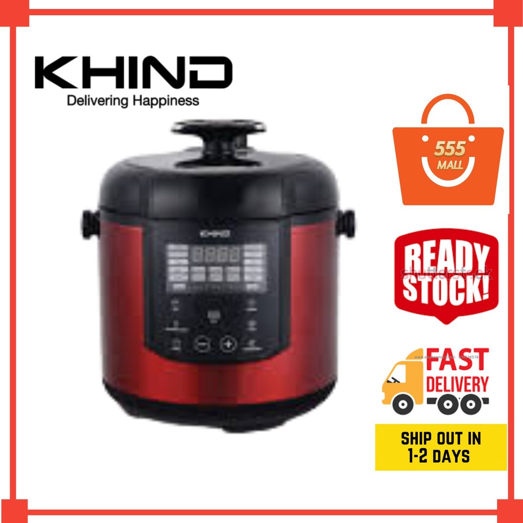 Khind Electric Pressure Cooker 6.0 Liters 3 in 1 Cooker FREE Stainless ...