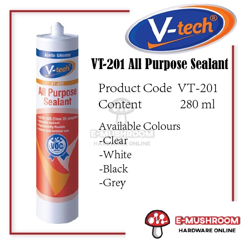 V-tech VT-201 All Purpose Sealant Silicone 280ml | Shopee Malaysia